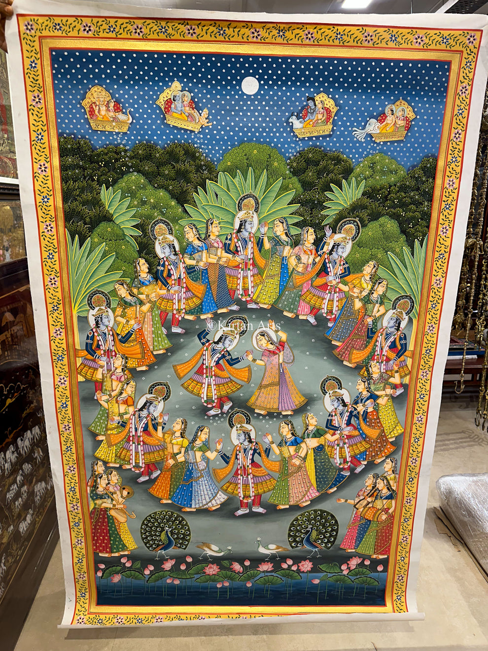 Lord Krishna Raslila Pichwai | 5x3 ft – Kirtan Arts